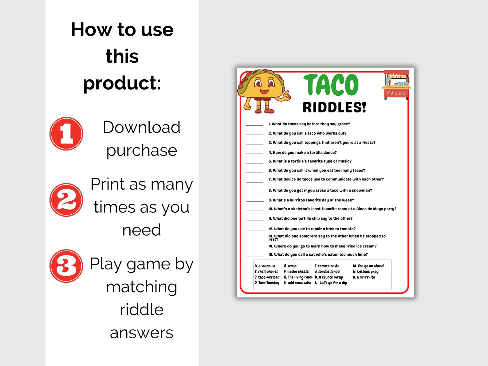 Taco Riddles, Taco Jokes, Taco Party Games, Cinco De Mayo Riddles ...