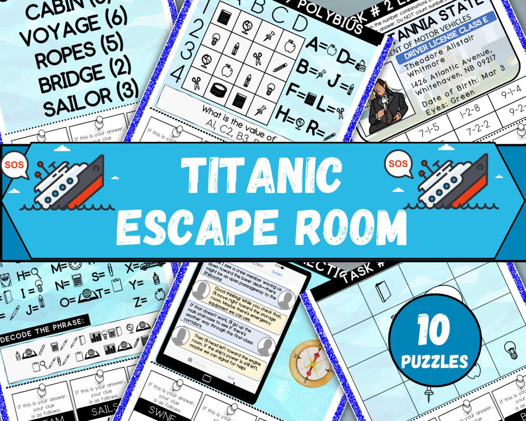 Titanic Escape Room for Kids, Printable Escape Room Kit, Family Game ...