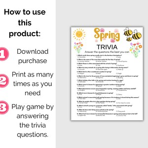 Spring Trivia Game, Printable Spring Quiz, Spring Activity for Kids or ...