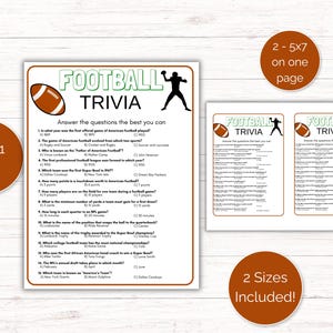 Football Trivia Game, Football Quiz, Printable American Football Game ...