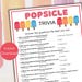 Popsicle Trivia Game, Popsicle Party Game, Popsicle Quiz, Popsicle ...