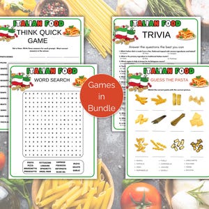 Italian Food Game Bundle, Pasta Dinner Party Games, Pasta Party Trivia ...