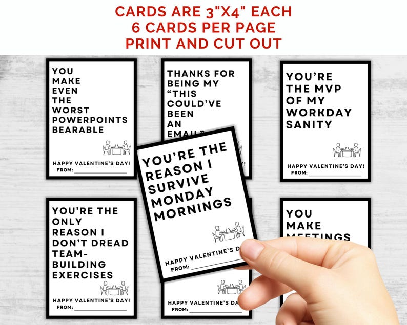 Funny Coworker Valentine Cards, Workplace Valentine Cards, Printable ...