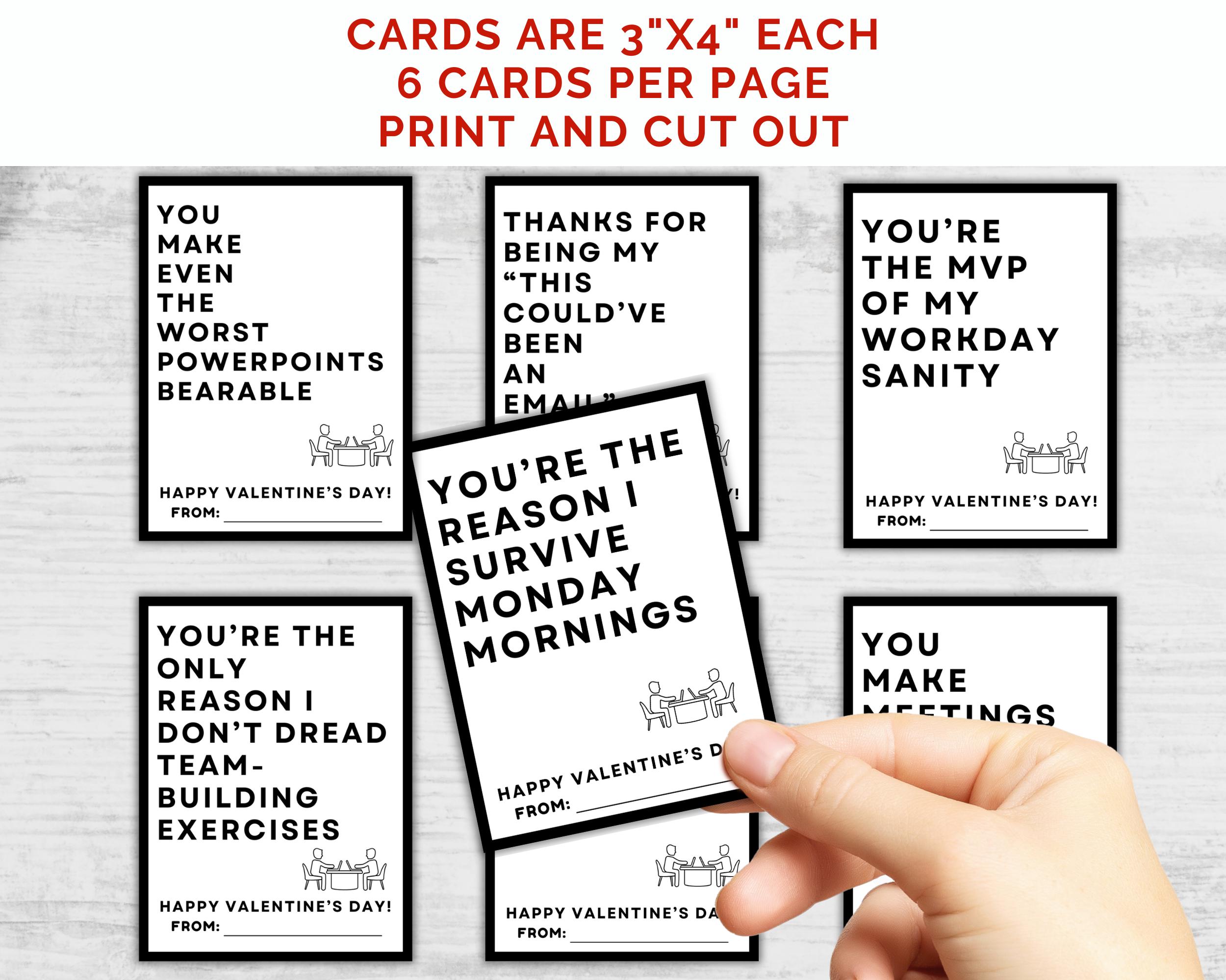 Funny Coworker Valentine Cards, Workplace Valentine Cards, Printable ...