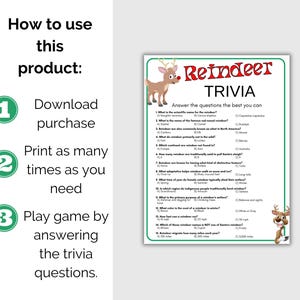 Reindeer Trivia Game, Printable Reindeer Quiz, Christmas Party Game ...