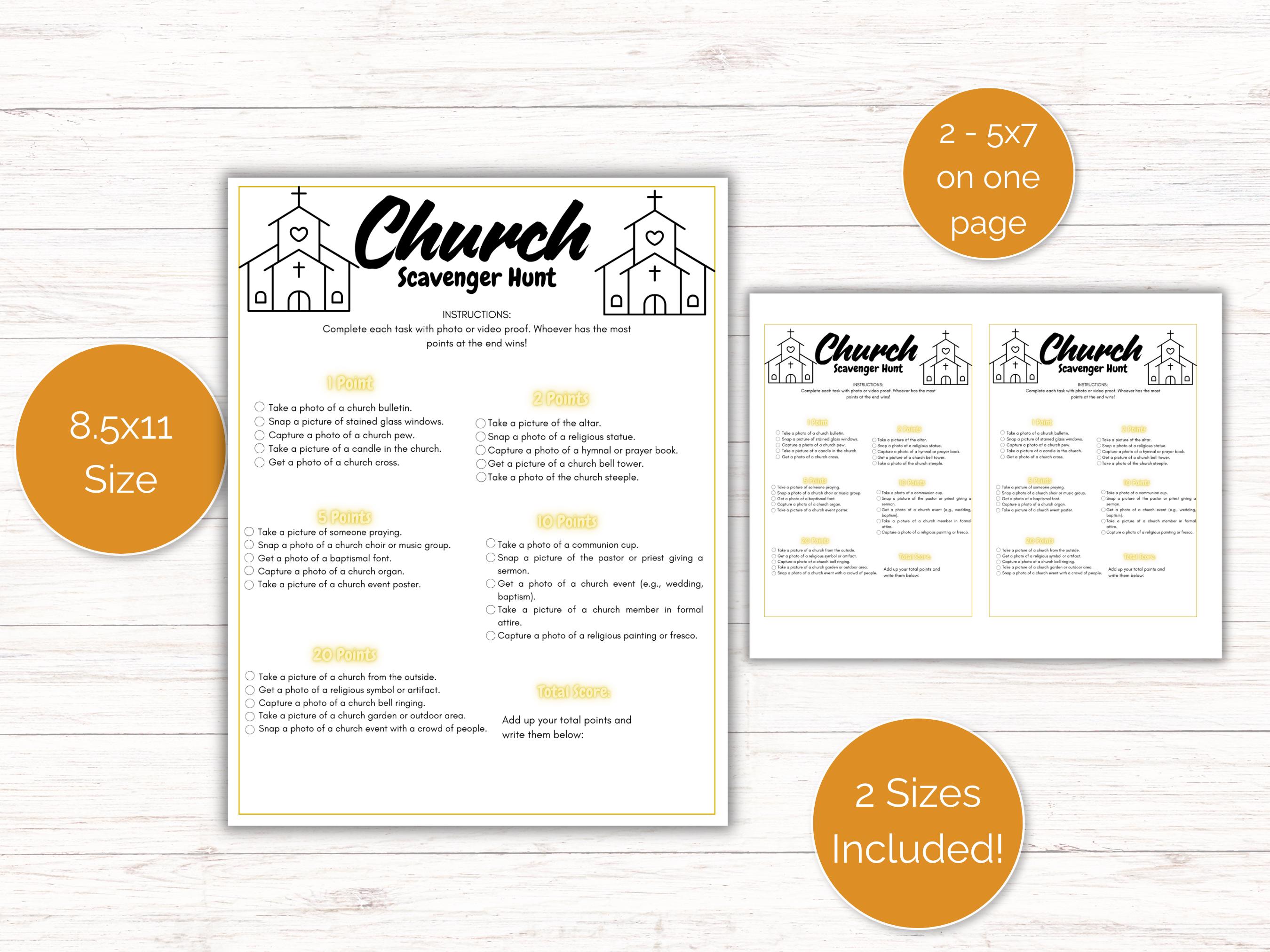 Church Scavenger Hunt, Printable Church Photo Scavenger Hunt, Sunday ...