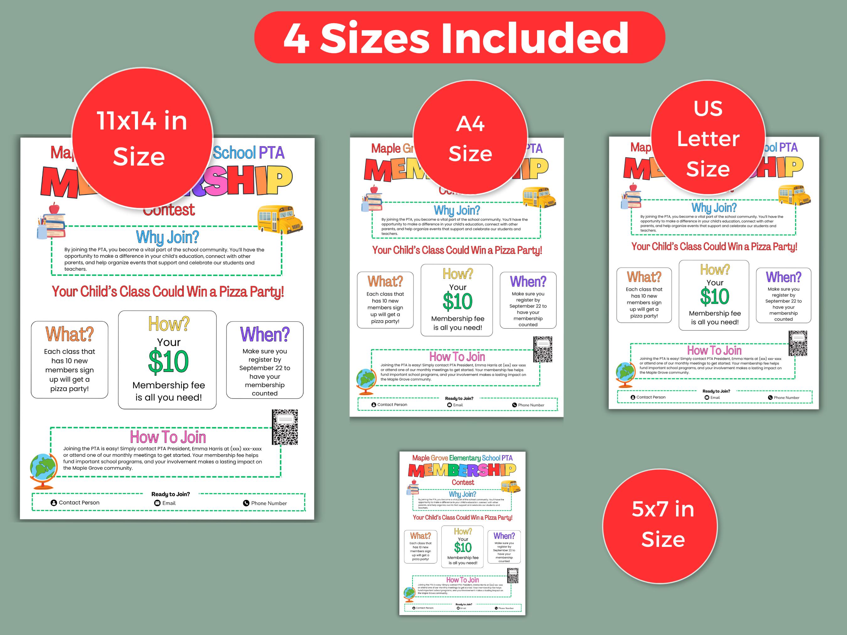 EDITABLE PTA PTO Membership Contest Flyer Template, Pta Recruitment ...