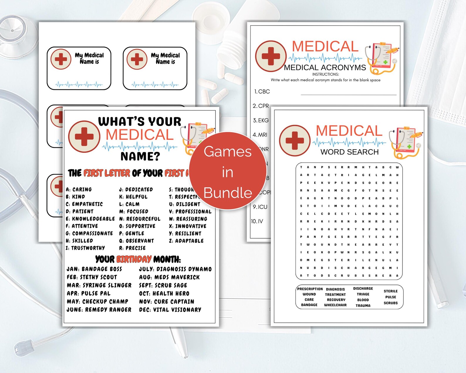 Medical Game Bundle, 15 Printable Medical Games, Nursing Games ...