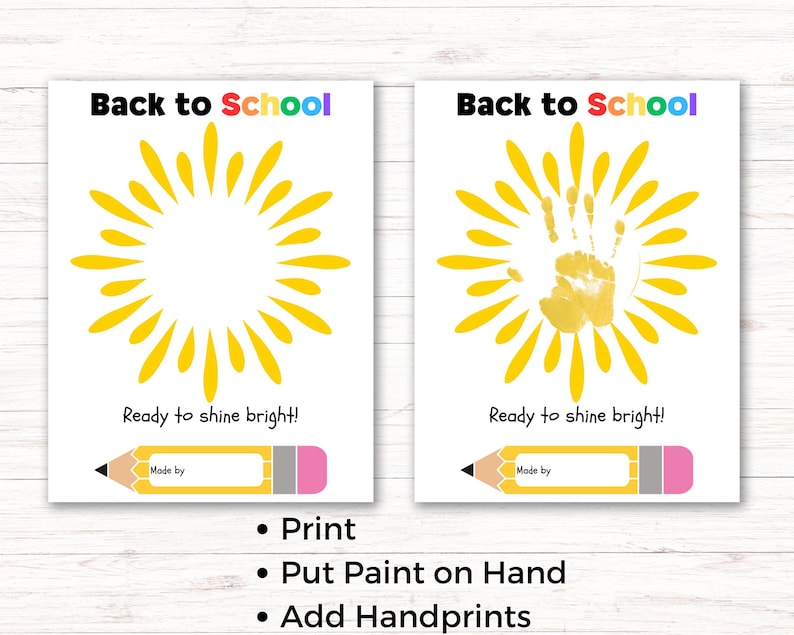 Back to School Handprint Art, Shine Bright Handprint Craft, Preschool ...