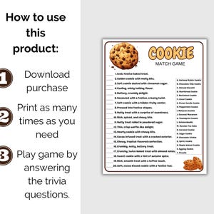 Cookie Match Game, Printable Cookie Exchange Game, Cookie Matchup Game ...