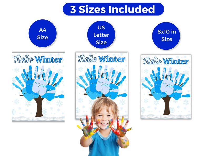 Winter Tree Handprint Art, Hello Winter Handprint Craft for Toddlers ...