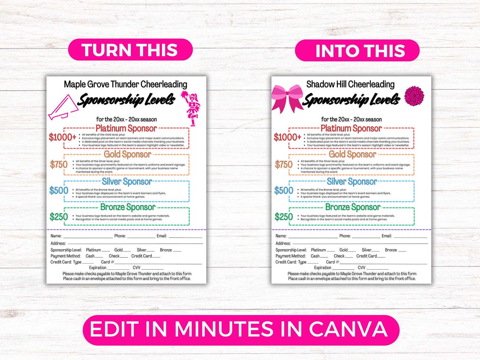 EDITABLE Cheer Sponsorship Levels Flyer Template, Cheerleading ...