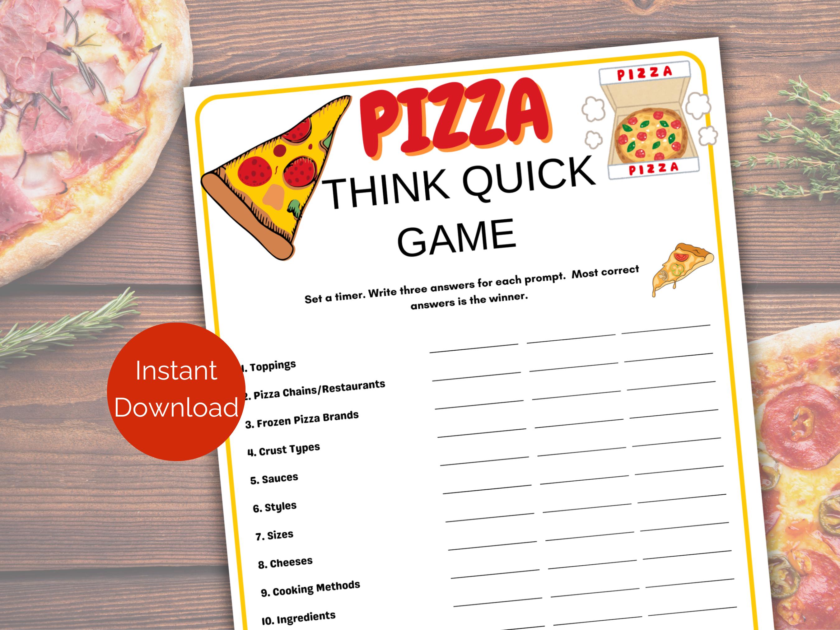 Pizza Think Quick, Pizza Games for Kids, Adults and Classroom, National ...