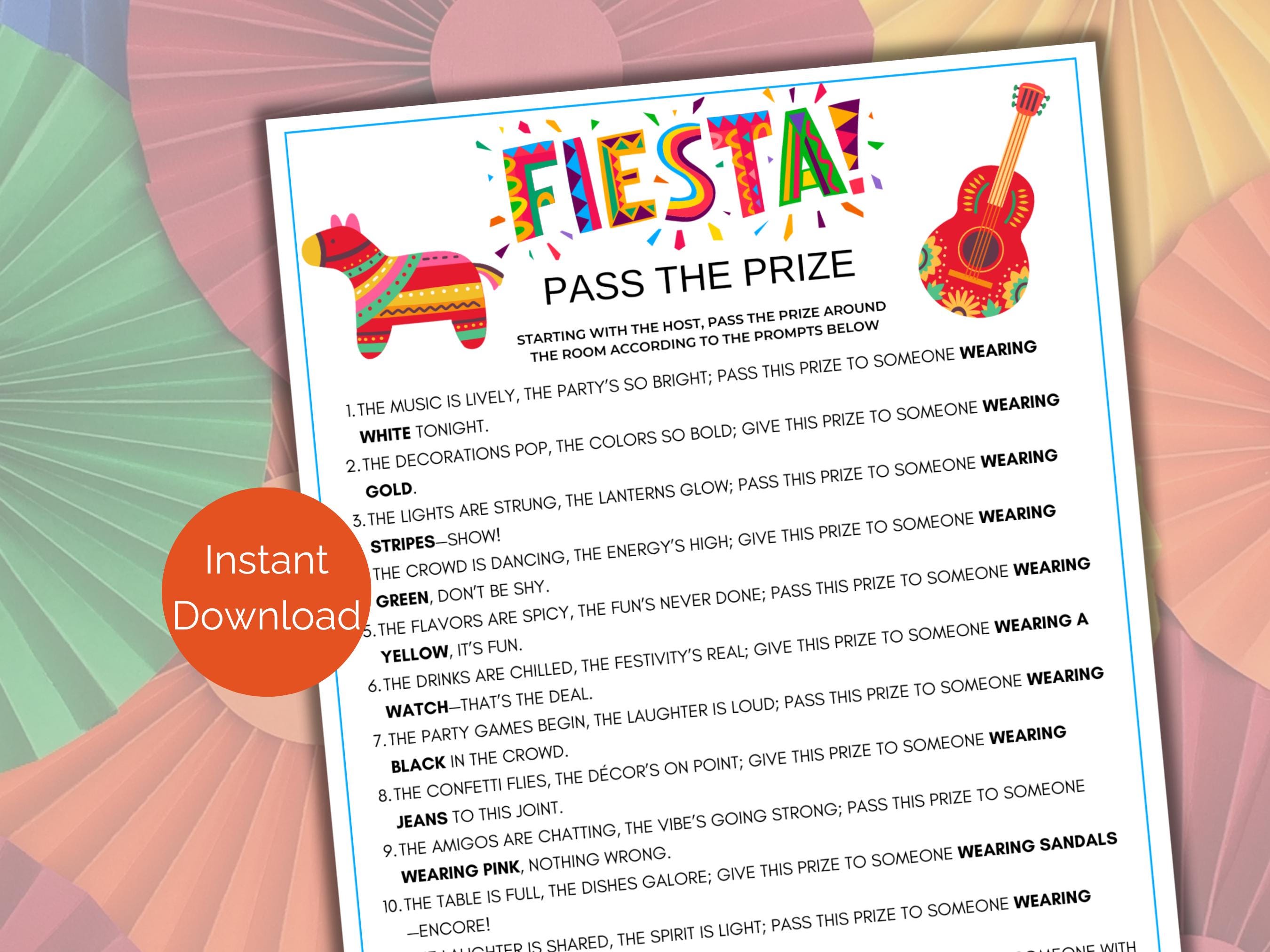 Fiesta Pass the Prize, Printable Fiesta Pass the Parcel Game, Fiesta ...