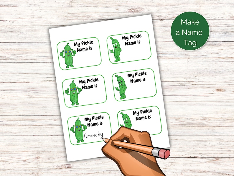 What's Your Pickle Name Game + Name Tags, Pickle Themed Party Activity ...