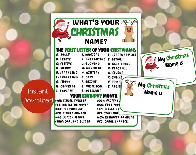 What's Your Christmas Name Game, Printable Christmas Name Generator ...