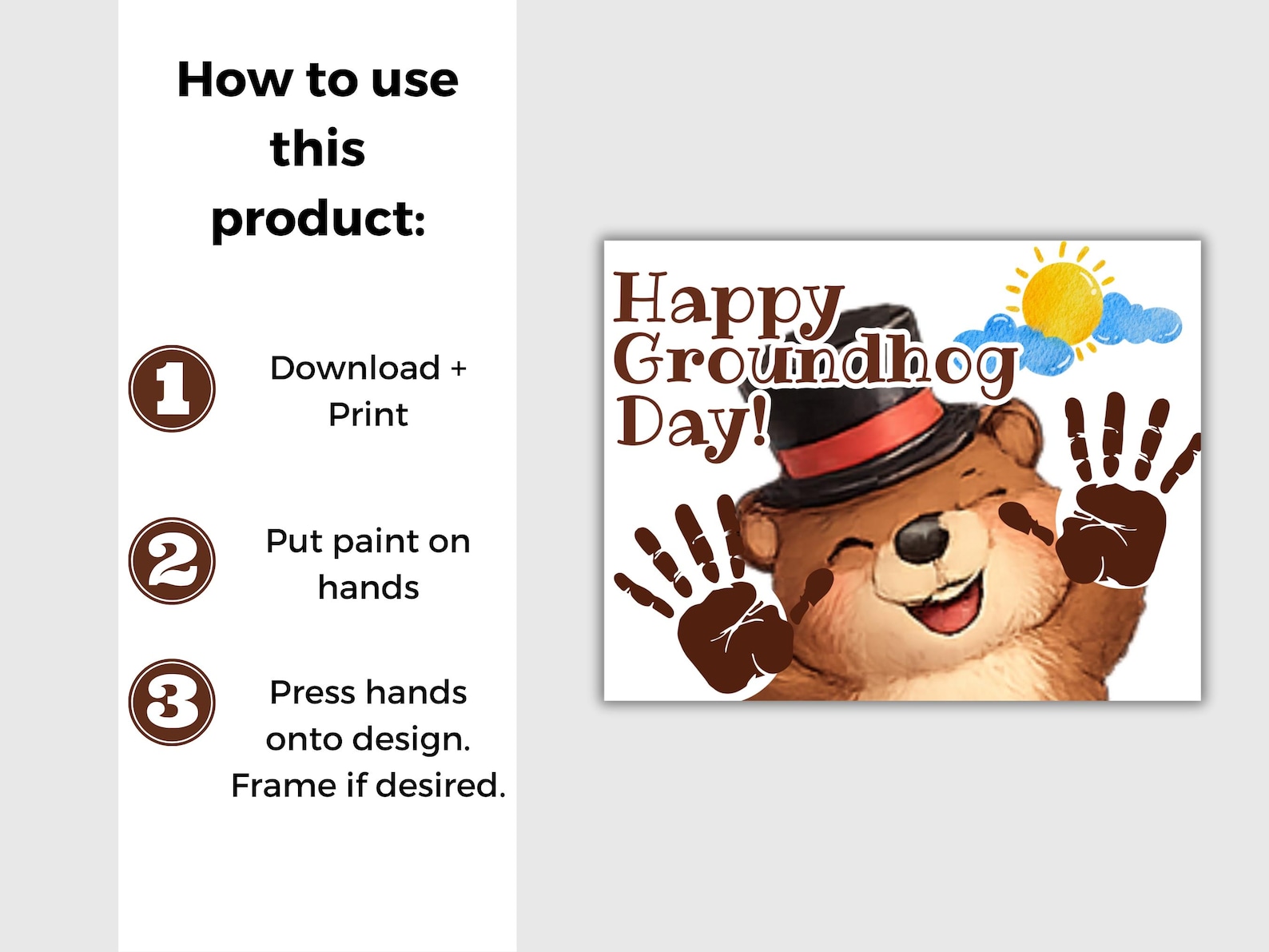 Groundhog Day Handprint Art Bundle, Happy Groundhog Day Handprint Craft ...