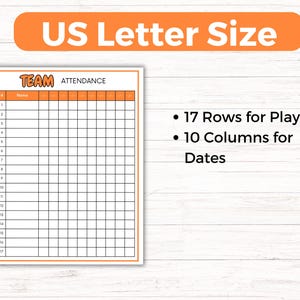 Editable Sports Attendance Sheet, Printable Sports Season Attendance ...