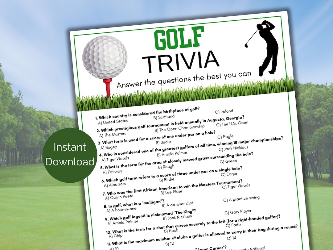 Golf Trivia Game, Printable Golf Activity, Golf Month Game, Golf Team ...