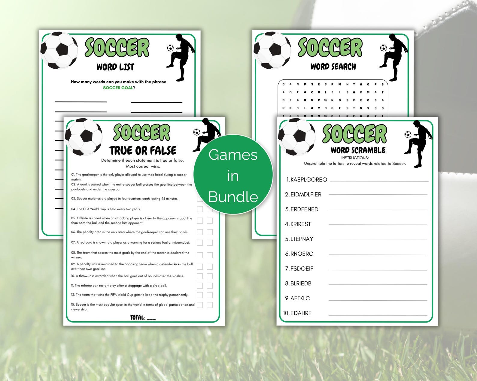 Soccer Games Bundle, 13 Printable Soccer Party Games, Soccer Birthday ...