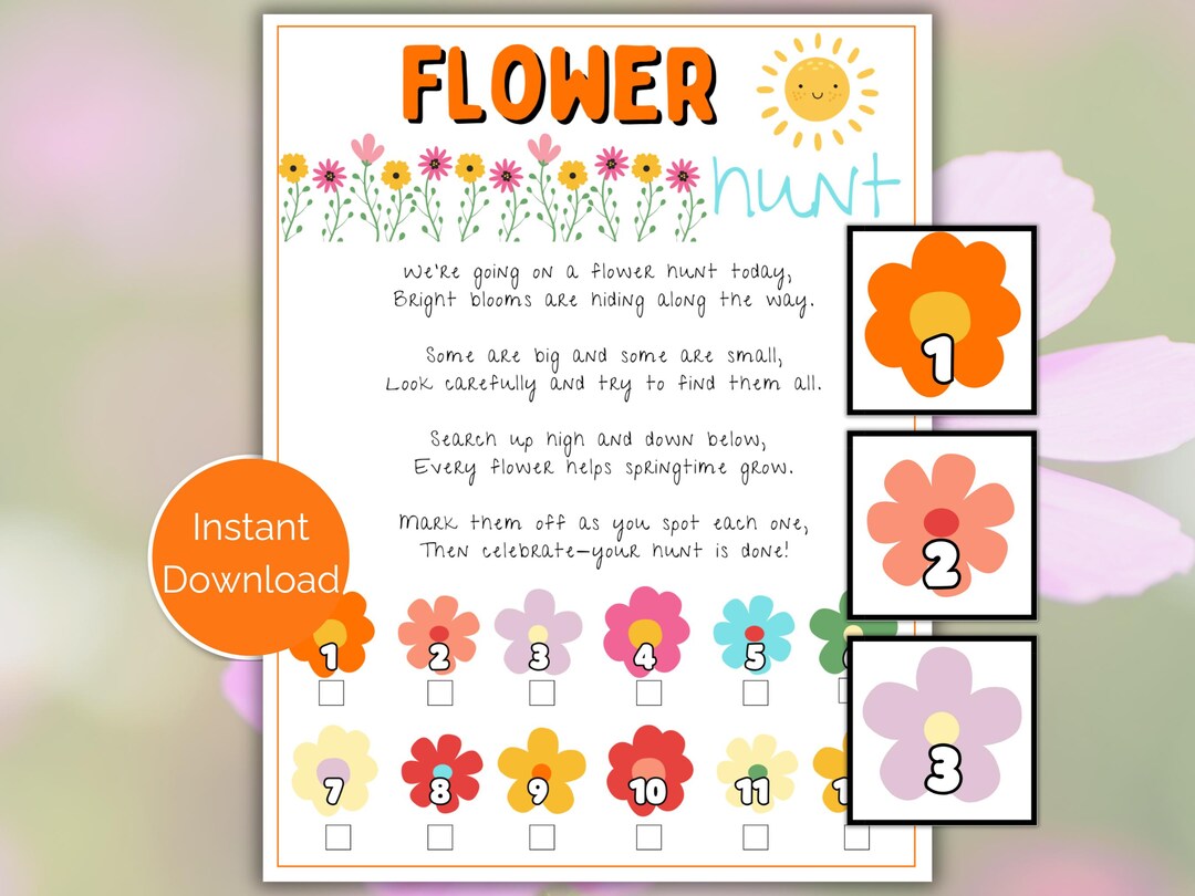 Flower Scavenger Hunt for Kids, Printable Flower Themed Activity for ...