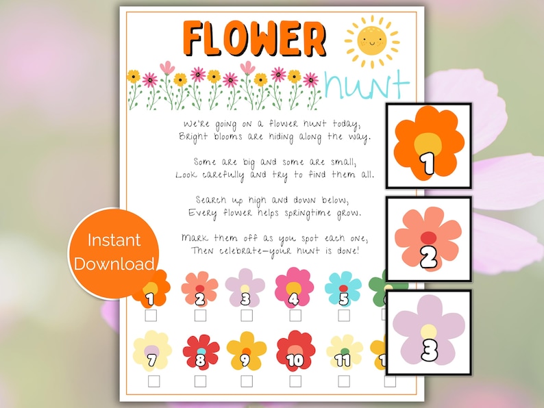 Flower Scavenger Hunt for Kids, Printable Flower Themed Activity for ...
