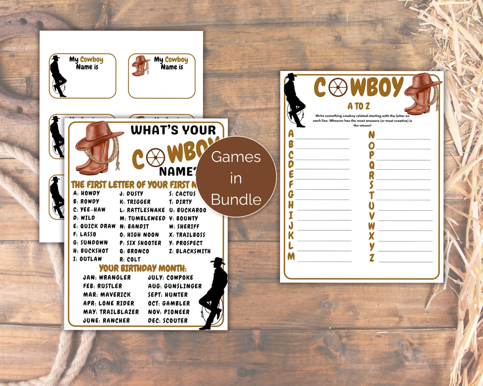 Cowboy Game Bundle, Printable Cowboy Games, Cowboy Party Games, Wild ...