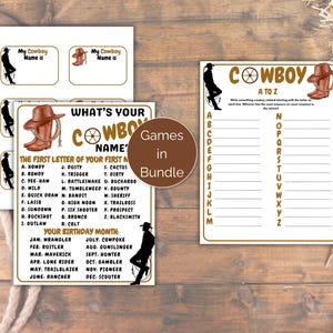 Cowboy Game Bundle, Printable Cowboy Games, Cowboy Party Games, Wild ...