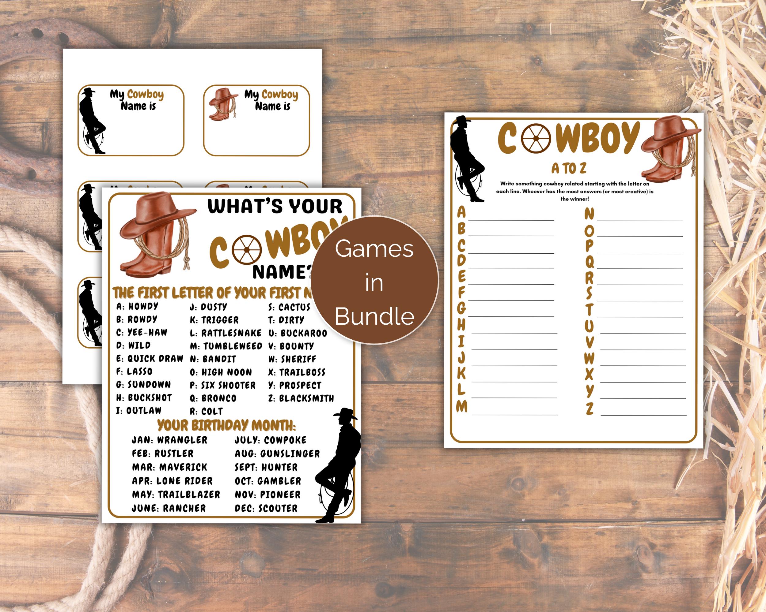 Cowboy Game Bundle, Printable Cowboy Games, Cowboy Party Games, Wild ...