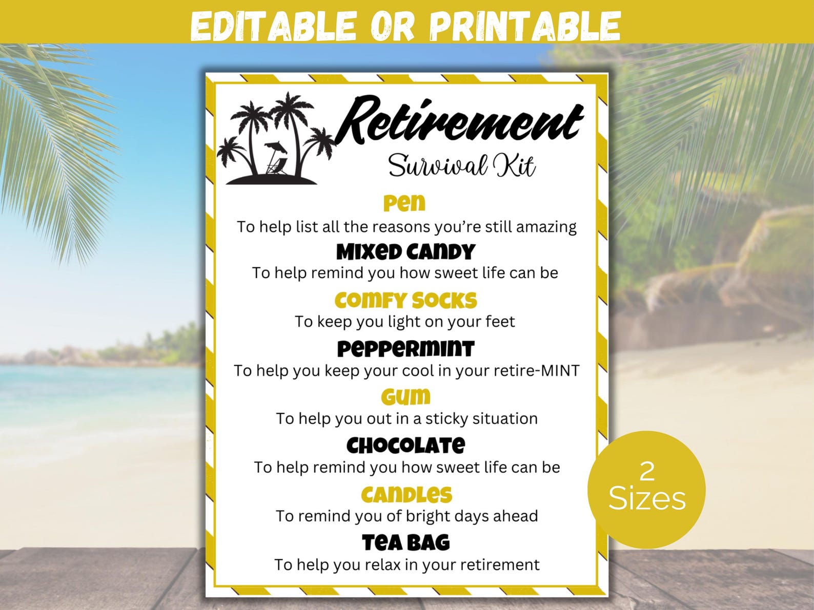Editable Retirement Survival Kit Gift Tag, Happy Retirement Party Gift ...