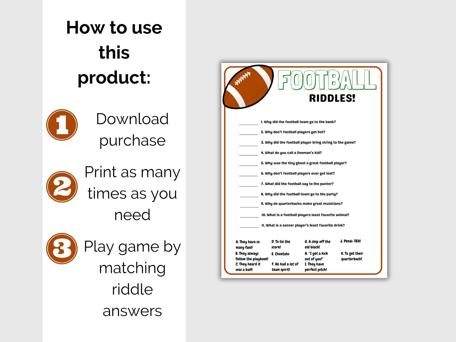 Football Jokes, Football Riddles, Printable Football Party Game ...