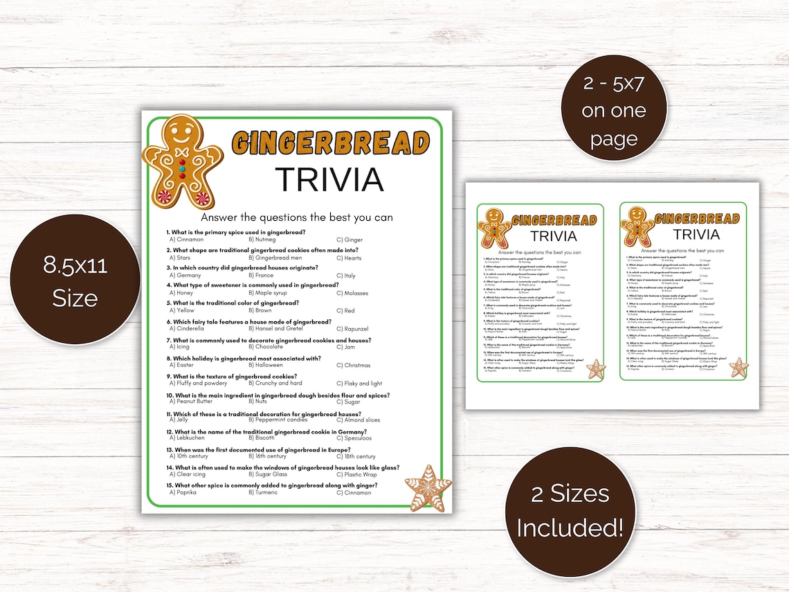 Gingerbread Trivia Game, Christmas Trivia, Christmas Cookie Party Game ...