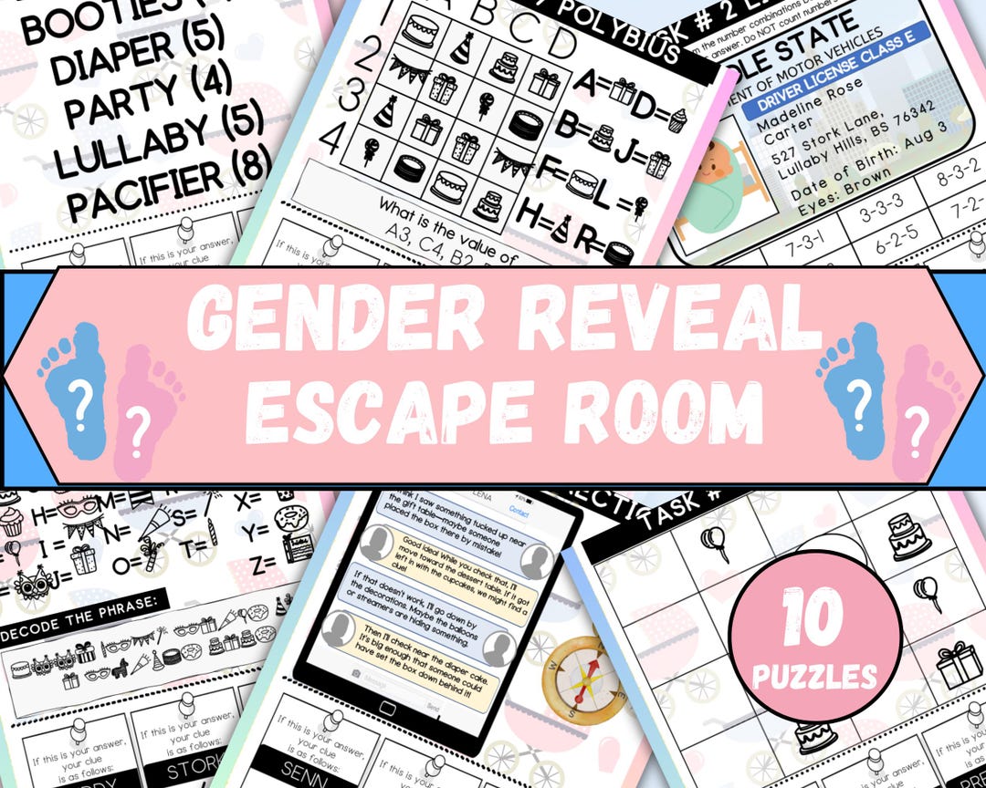 Gender Reveal Escape Room for Kids, Printable Escape Room Kit, DIY ...