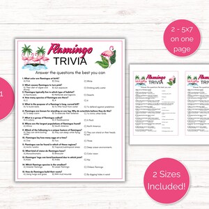 Flamingo Trivia Game, Flamingo Quiz, Printable Flamingo Game for Kids ...