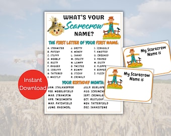 Scarecrow Name Game Printable, What's Your Scarecrow Name Game, Name ...