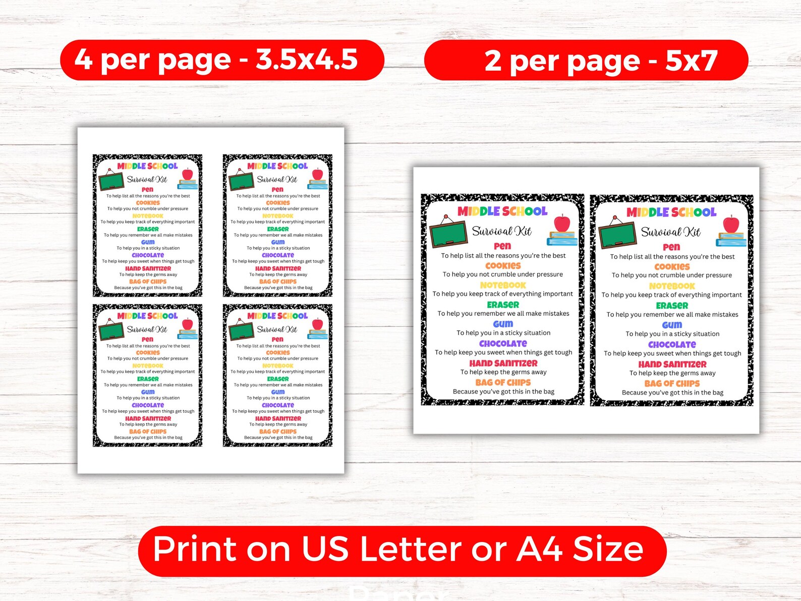 Editable Middle School Survival Kit Gift Tags, Back to School Gift Tag ...