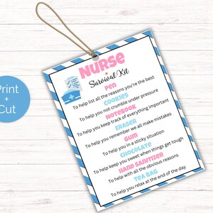 Editable Nurse Survival Kit Gift Tags, Nurse Thank You Gift for ...