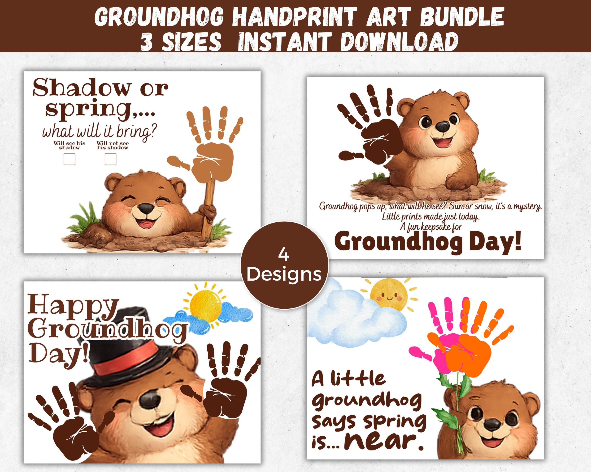 Groundhog Day Handprint Art Bundle, Happy Groundhog Day Handprint Craft ...