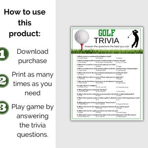 Golf Trivia Game, Printable Golf Activity, Golf Month Game, Golf Team ...