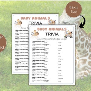 Baby Animal Trivia Game, Baby Animal Quiz, Printable Animal Themed ...