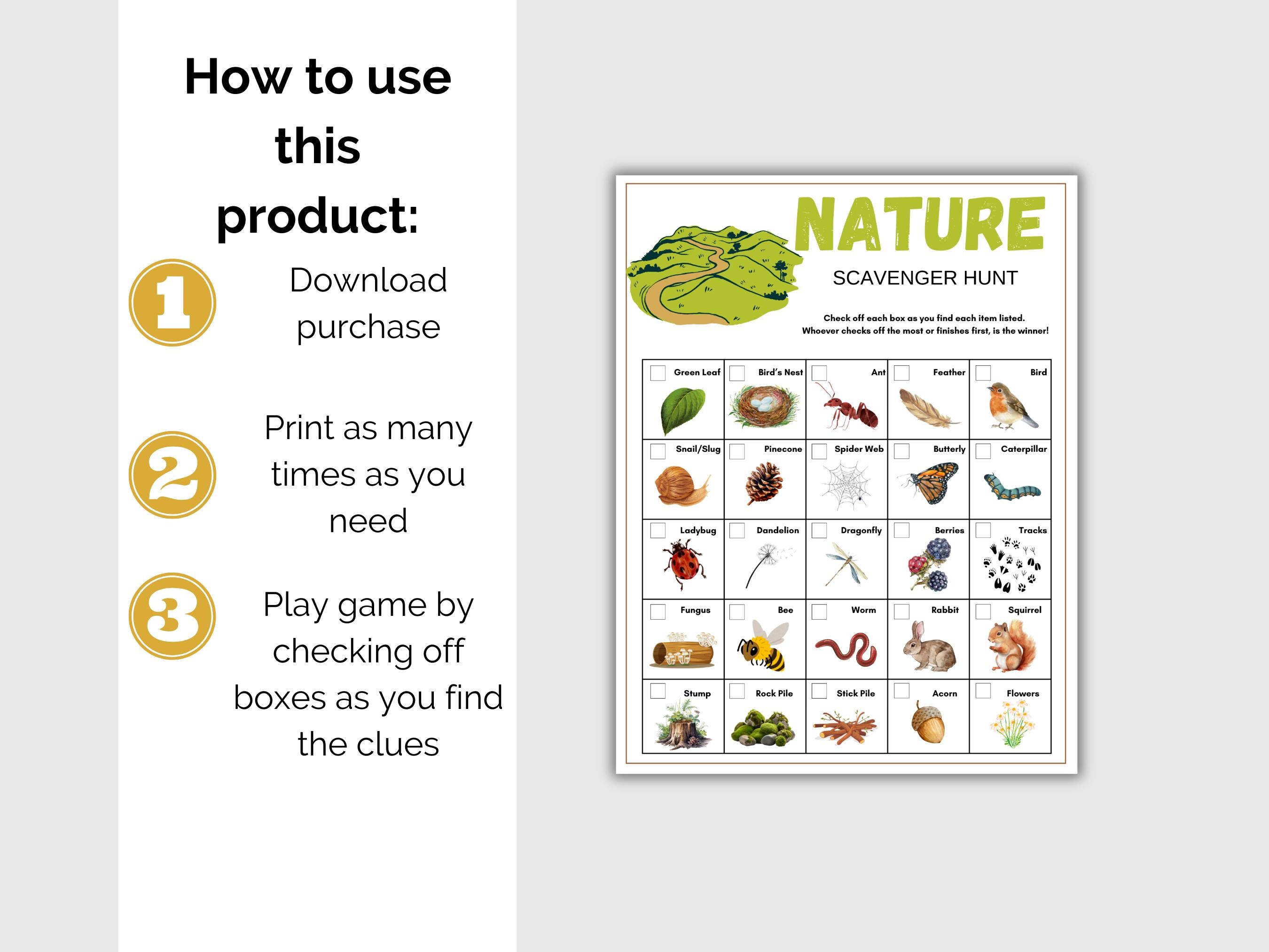 Nature Scavenger Hunt for Kids, Outdoor Nature Scavenger Hunt, Nature ...