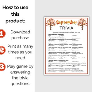 September Trivia Game, Printable September Quiz, Fall Party Game, Fall ...