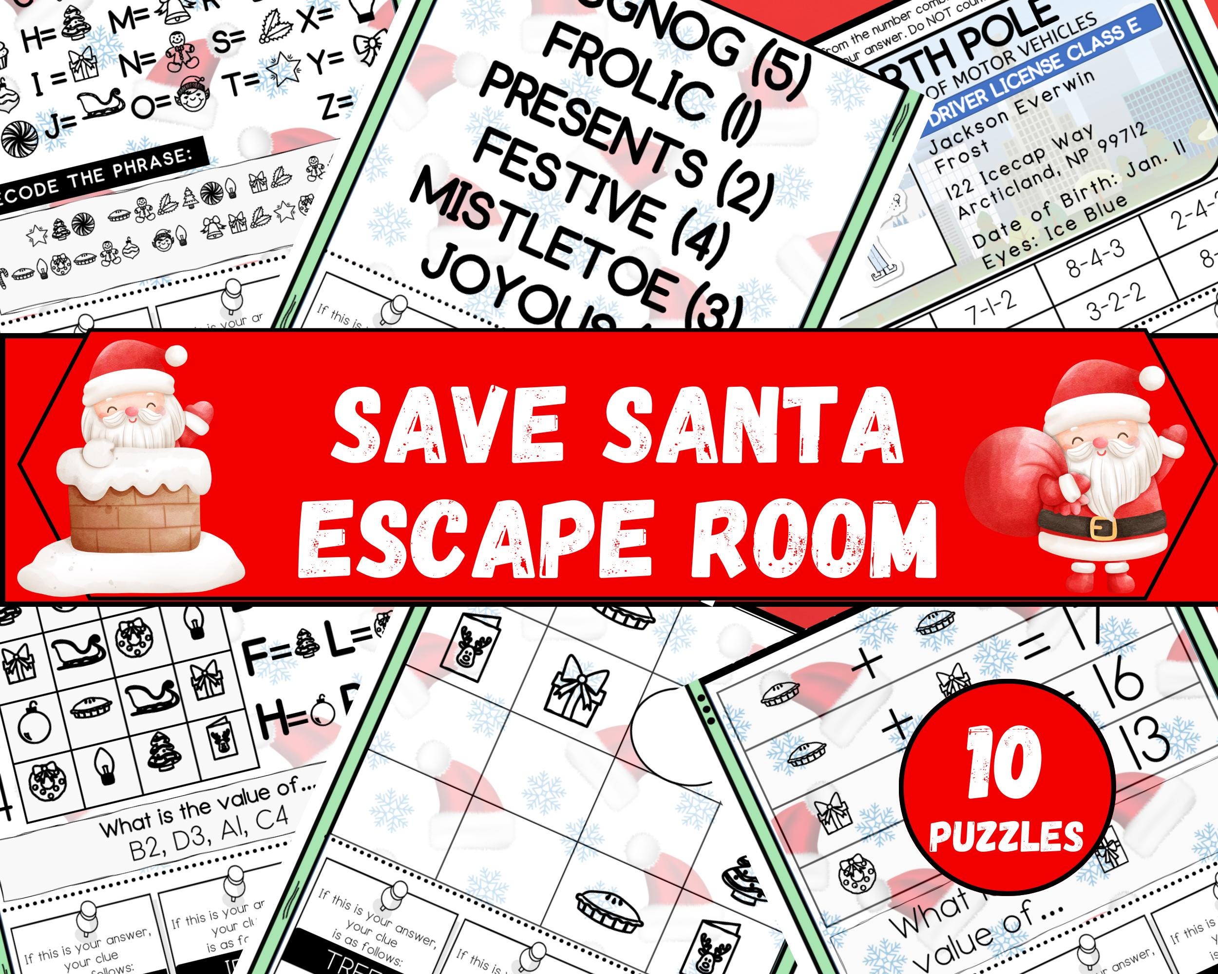 Save Santa Escape Room Game, Printable Christmas Escape Room Kit, DIY ...