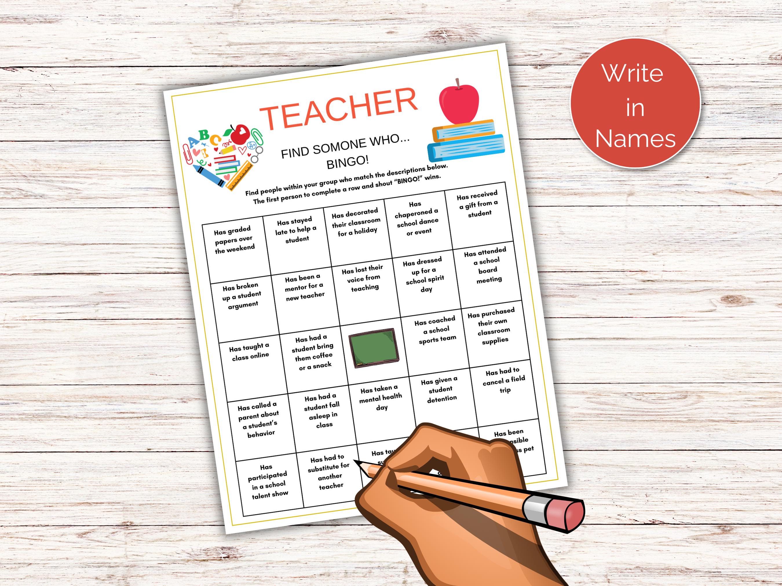 Teacher Find Someone Who Game, Staff Party Mix and Mingle, Faculty ...