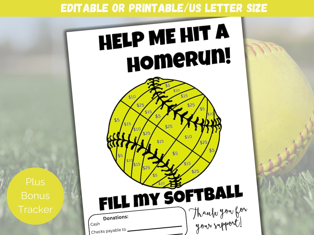 Editable Fill My Softball Fundraiser Template, Softball Fundraiser ...