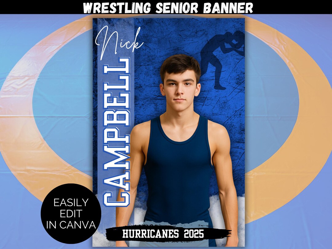 Editable Senior Wrestling Banner Template, Custom Wrestling Poster ...