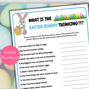 What's the Easter Bunny Thinking Game, Printable Easter Party Game for ...