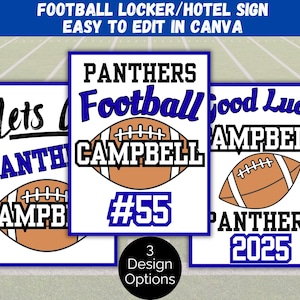 Editable Football Locker Sign Template, Custom Football Hotel Door Room ...