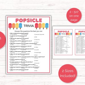 Popsicle Trivia Game, Popsicle Party Game, Popsicle Quiz, Popsicle ...