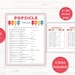 Popsicle Trivia Game, Popsicle Party Game, Popsicle Quiz, Popsicle ...
